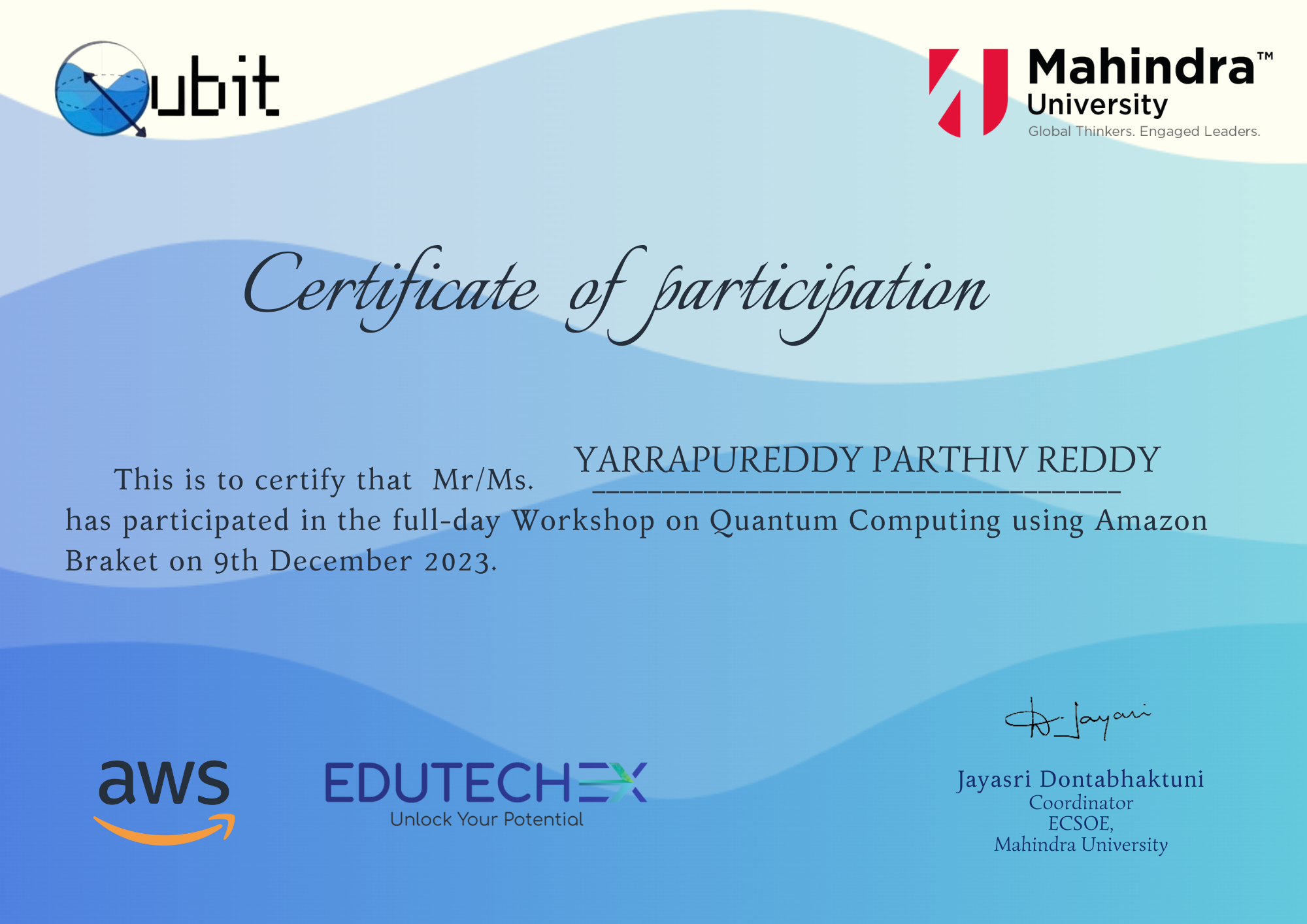 Portfolio - Parthiv Reddy